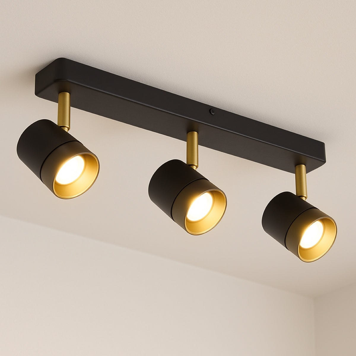 CGC ORIO Black and Brushed Gold Triple Three Head GU10 Adjustable Ceil ...